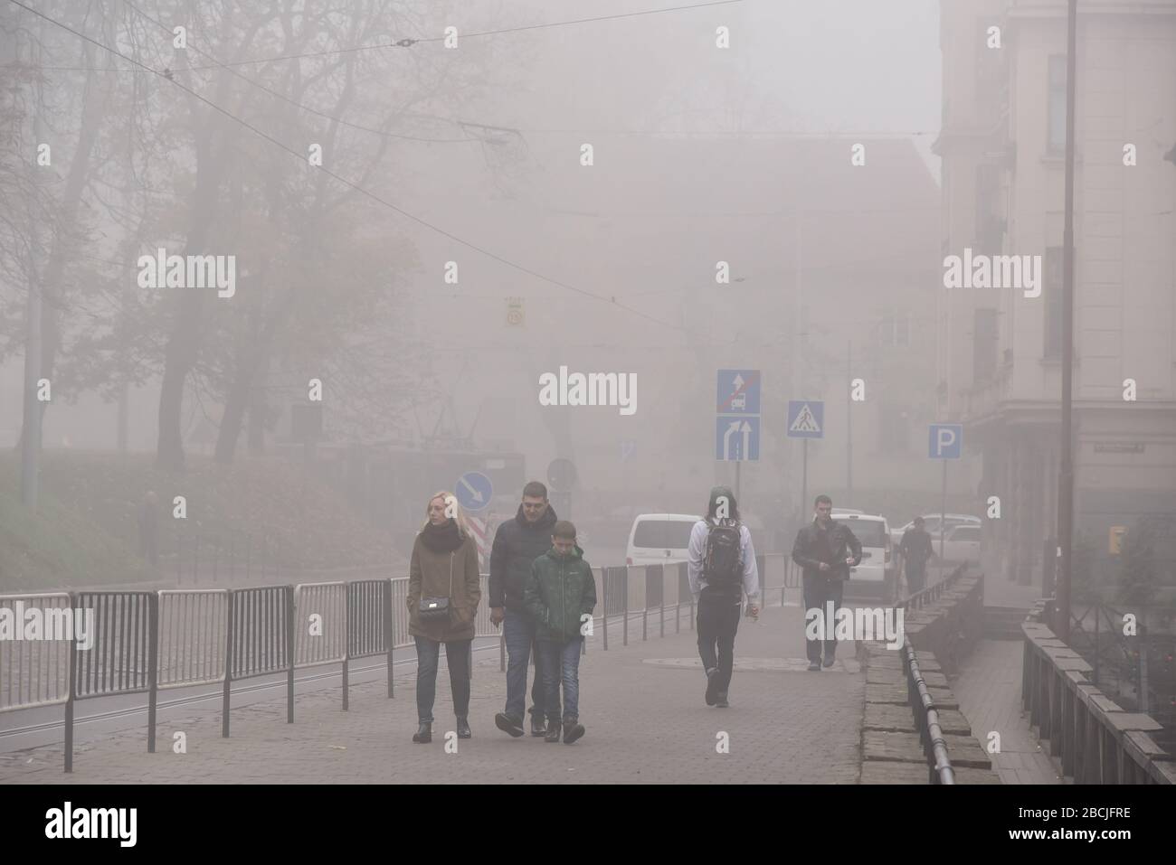 Lviv, Ukraine, 10.20.2017. Fog in Ukrainian city of Lviv Stock Photo ...