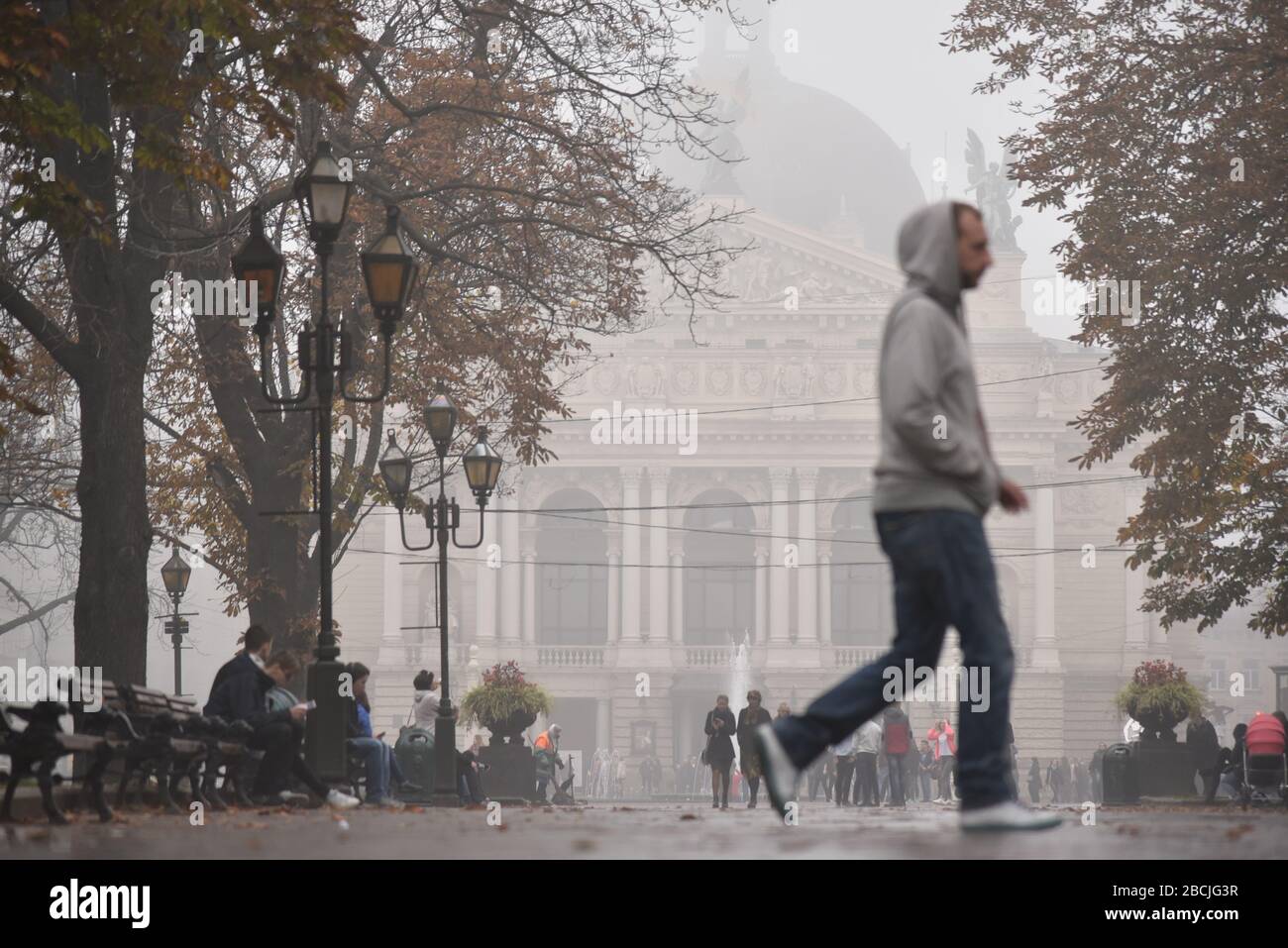 Lviv, Ukraine, 10.20.2017. Fog in Ukrainian city of Lviv Stock Photo ...