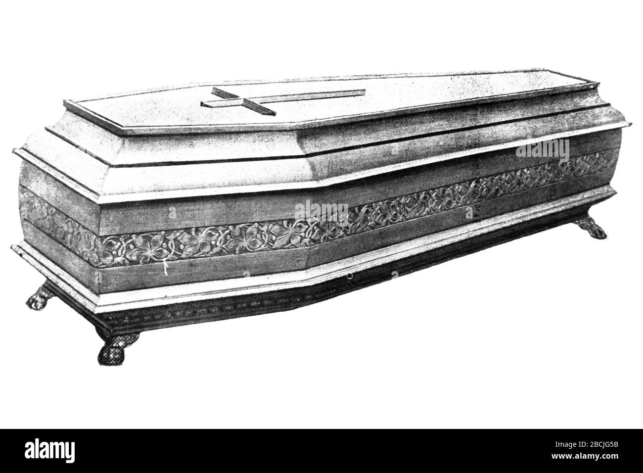 COFFIN hand carved - Original Vintage 1880s Victorian age illustration ...