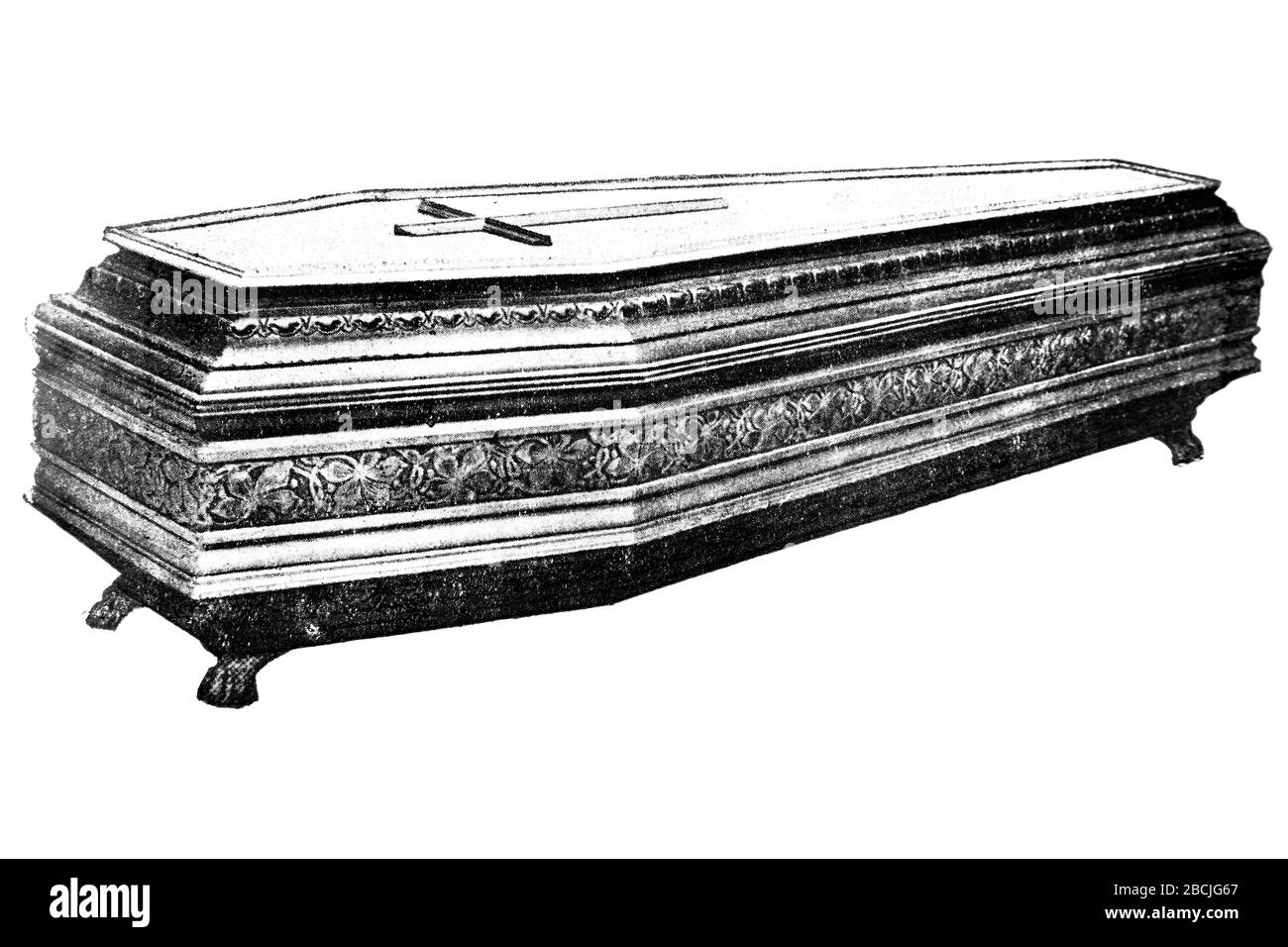 COFFIN hand carved - Original Vintage 1880s Victorian age illustration ...