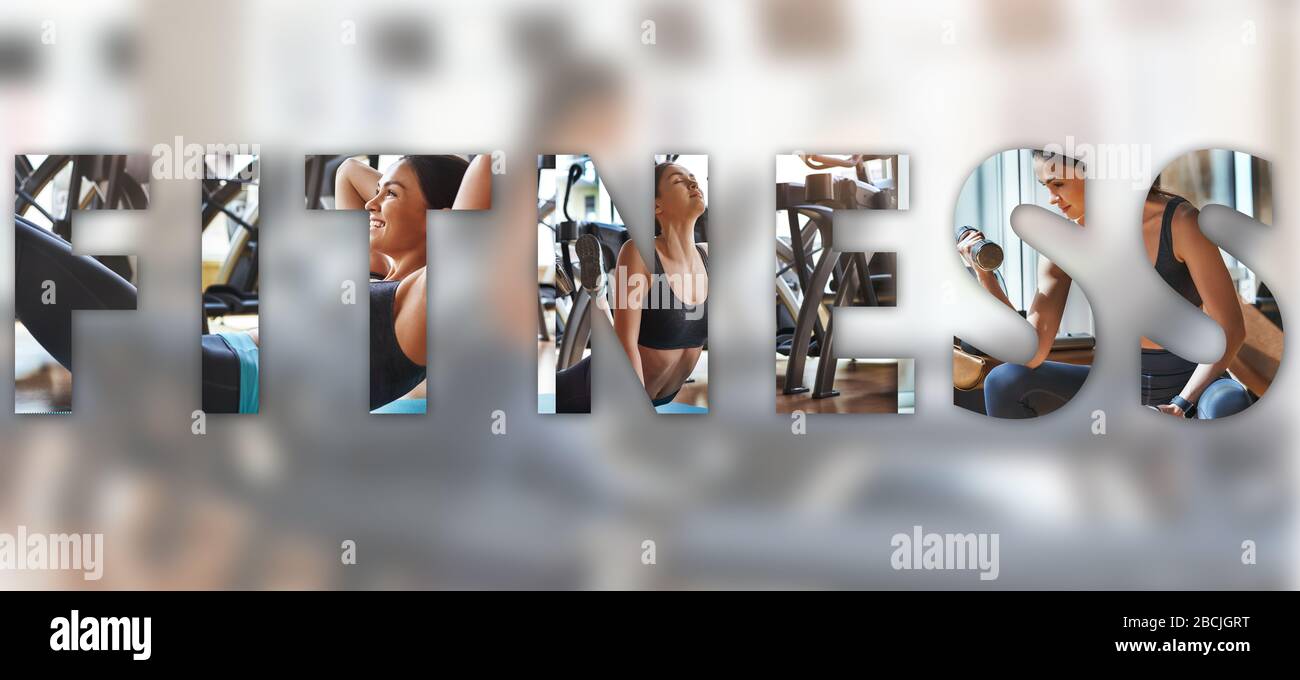 Workout session. Beautiful caucasian woman doing sport exercises at gym ...