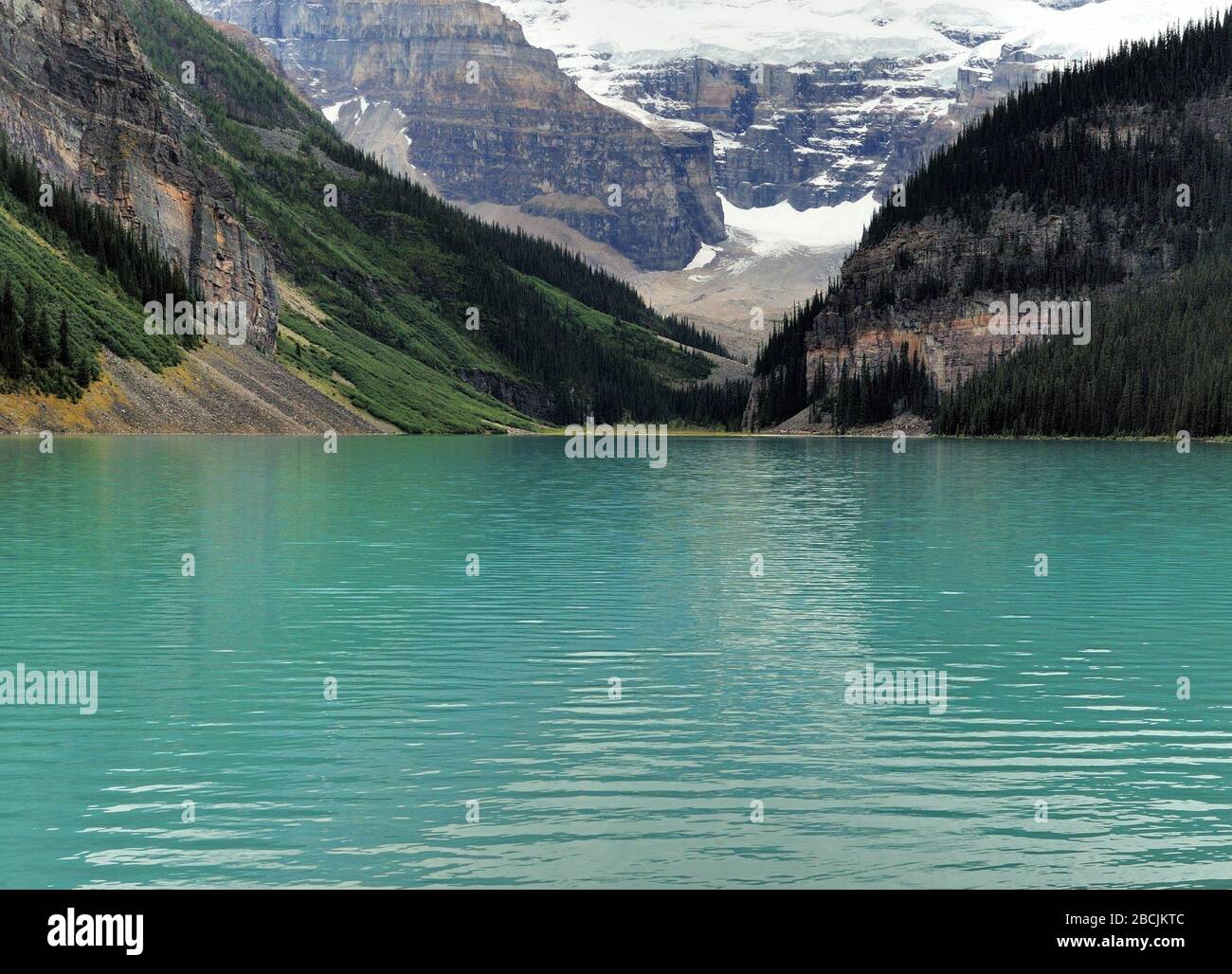 Enchanting Turquoise Colours Of Lake Louise With Snowy Mountains In The ...