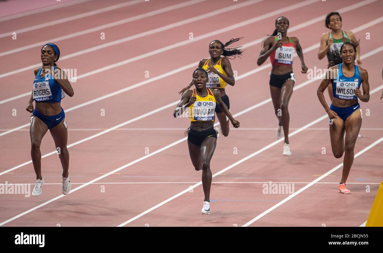 DOHA - QATAR - SEP 30: Raevyn Rogers (USA), Halimah Nakaayi (UGA) and ...