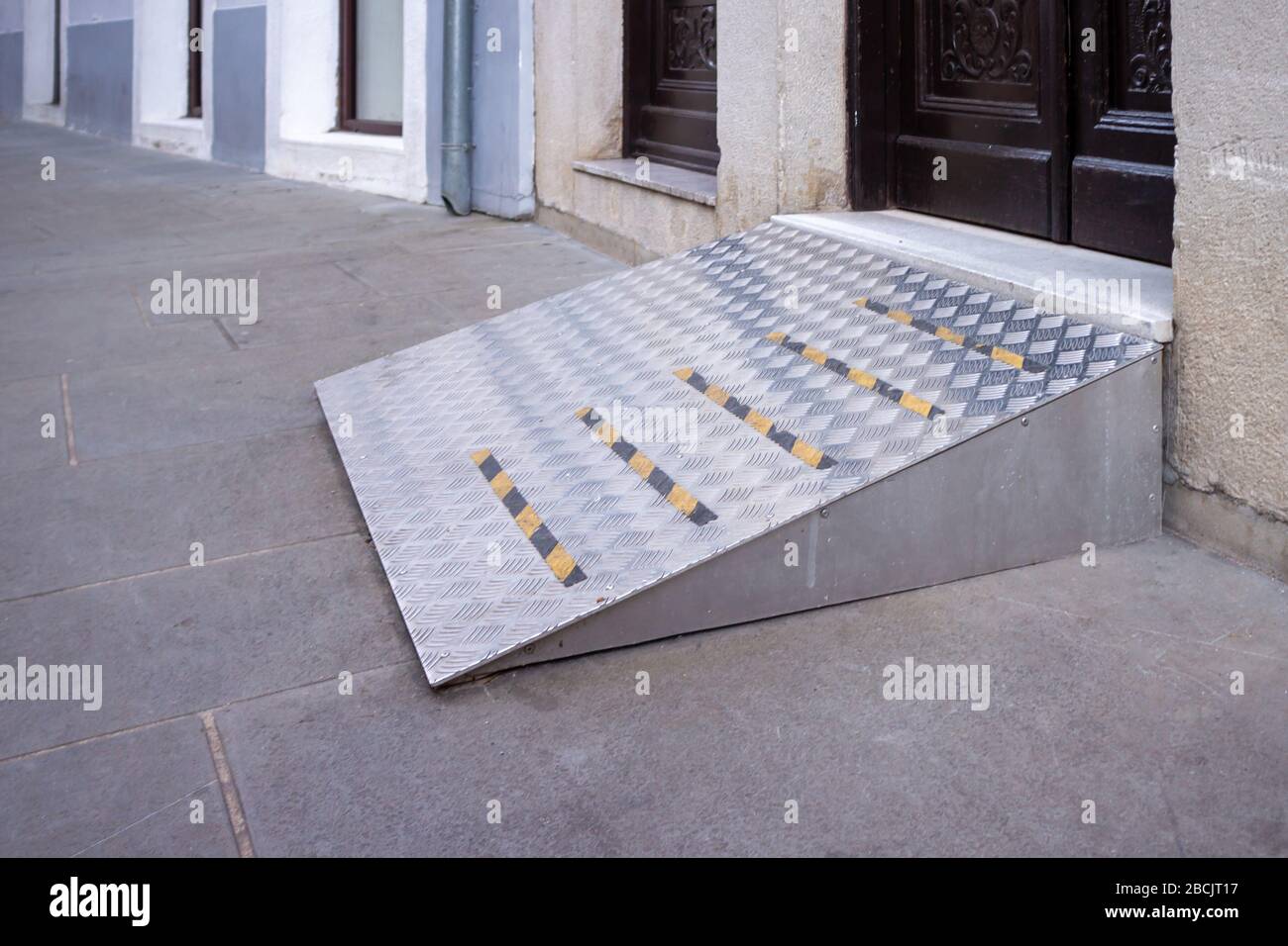 Ramp for disabled persons on wheelchair at building entrance Stock ...