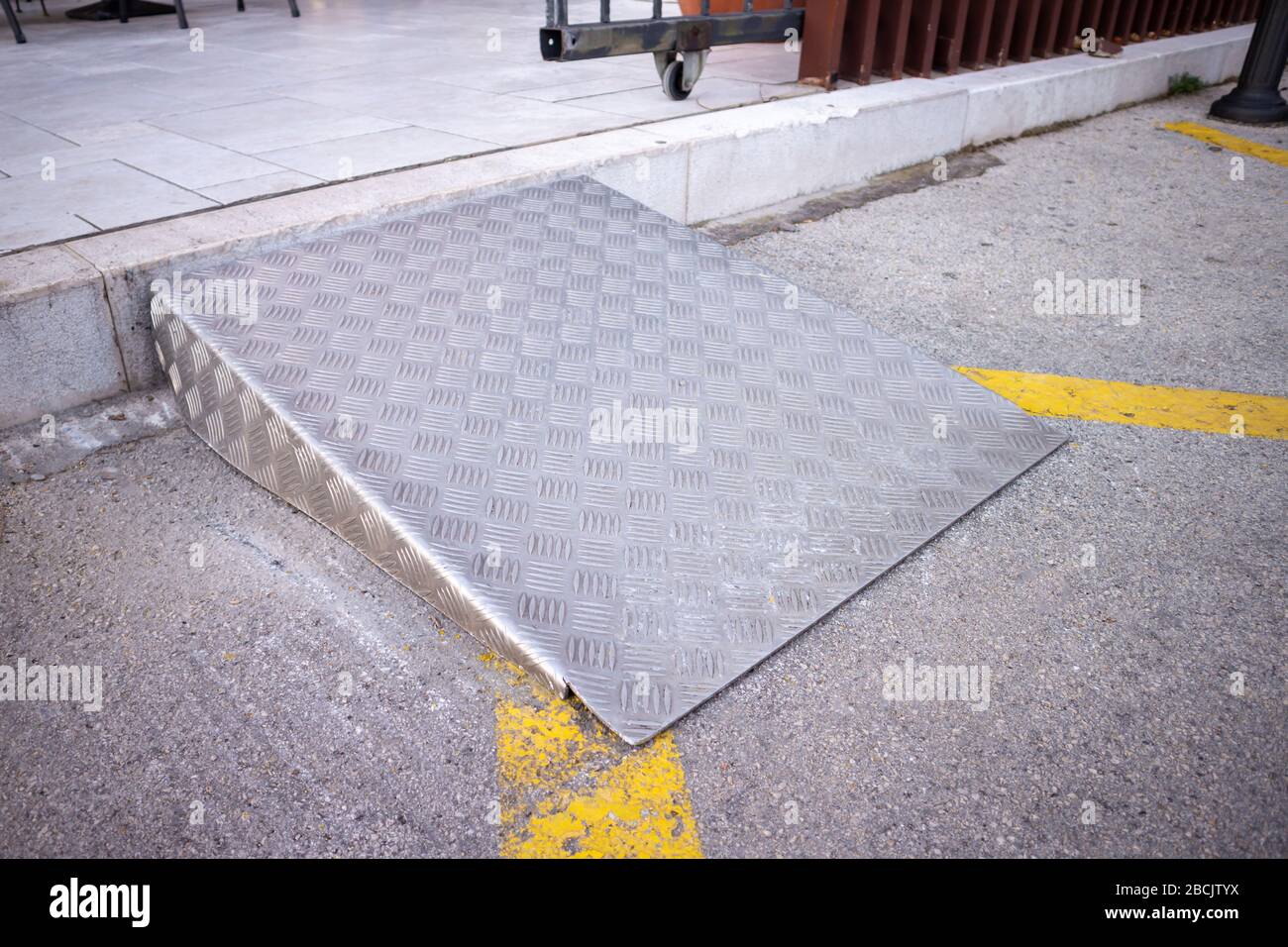 Ramp for disabled persons on wheelchair at building entrance Stock ...