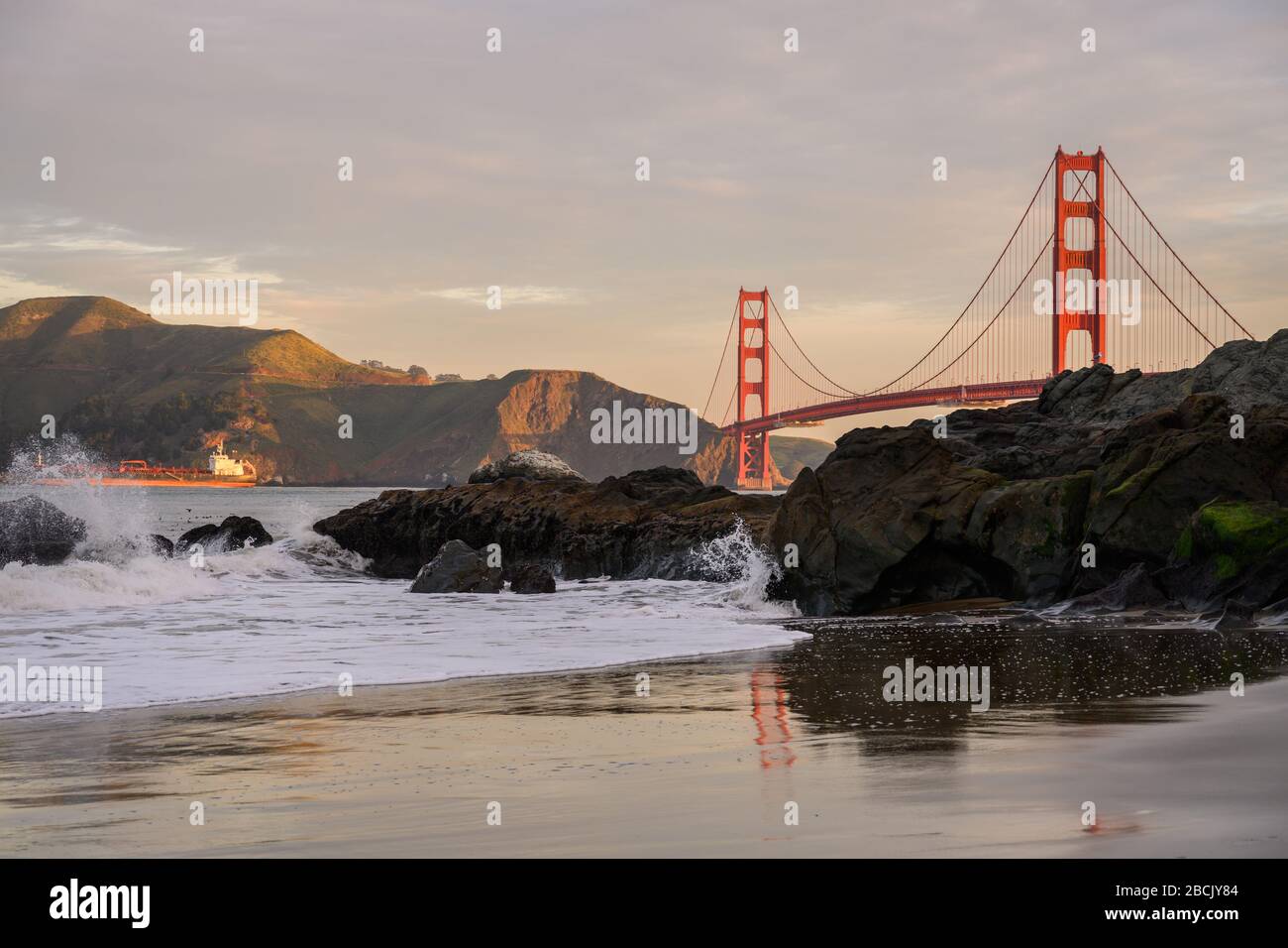 Waves Crash on Baker Beach in Golden Gate National Recreation Area ...