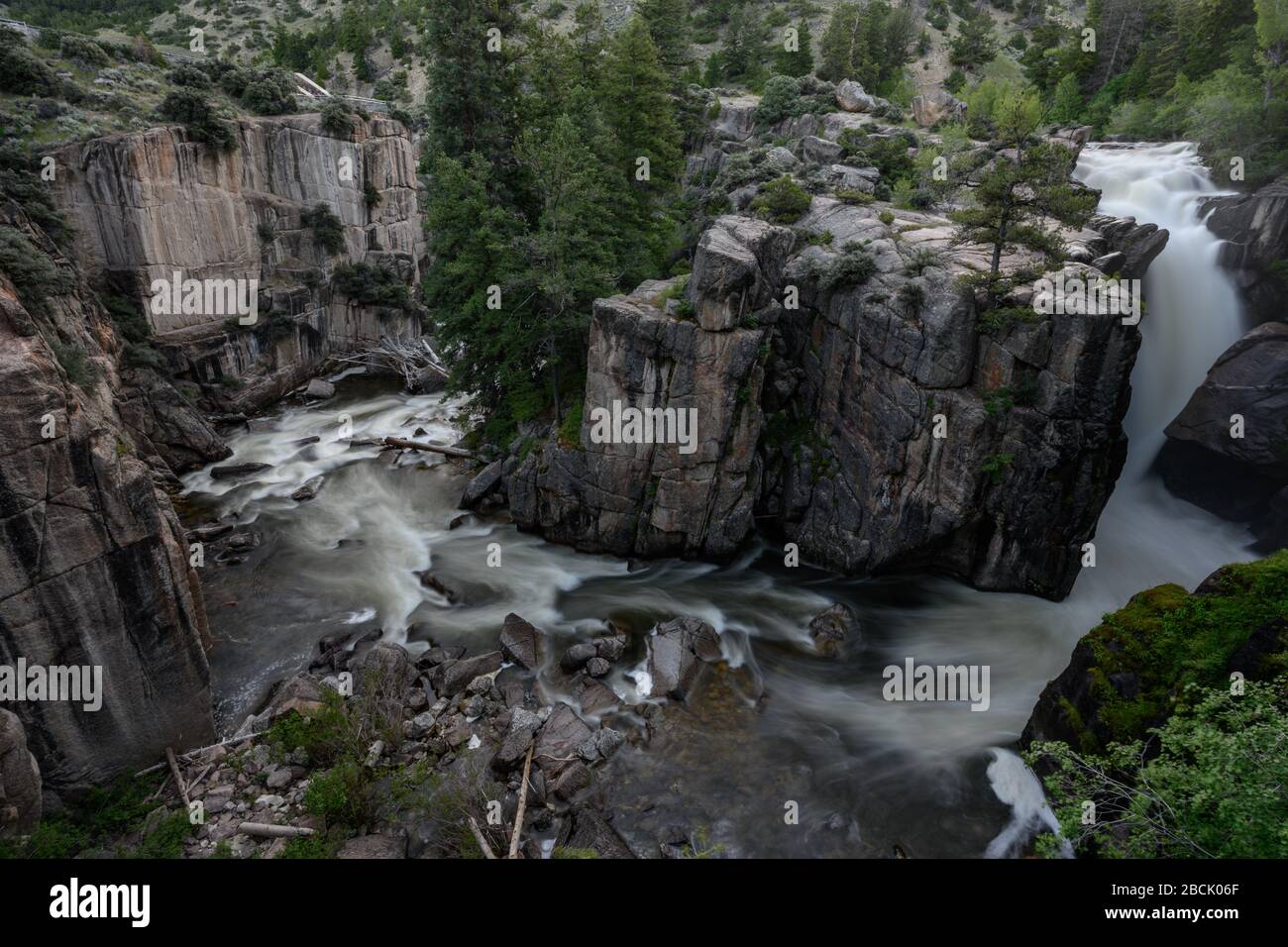 Wide Angle of Shell Creek Falls in Wyoming Stock Photo - Alamy