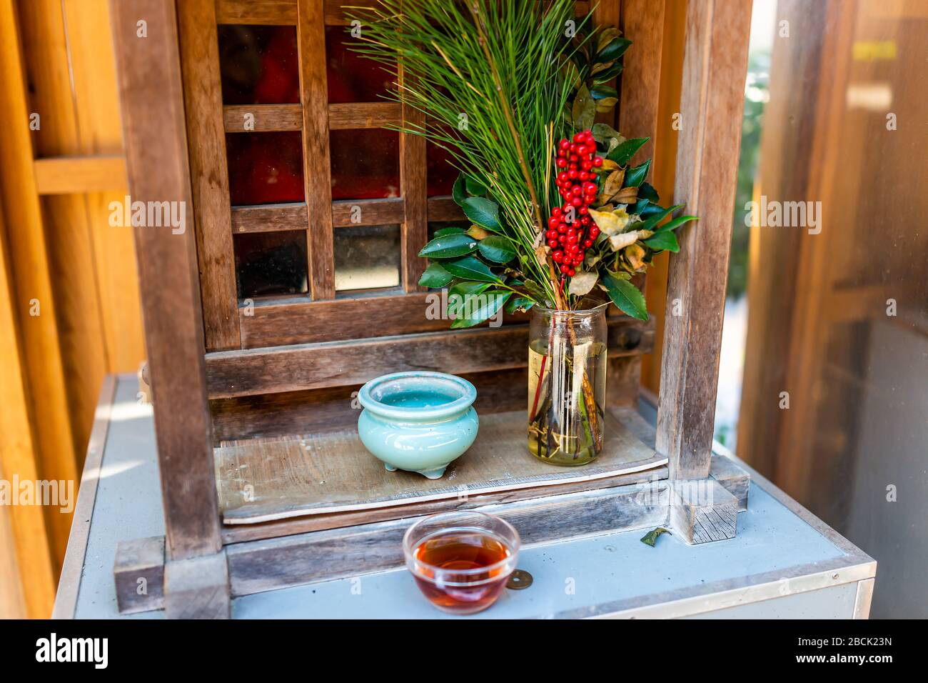 Kyoto Japan with small temple or shinto shrine prayer altar in Kyoto ...