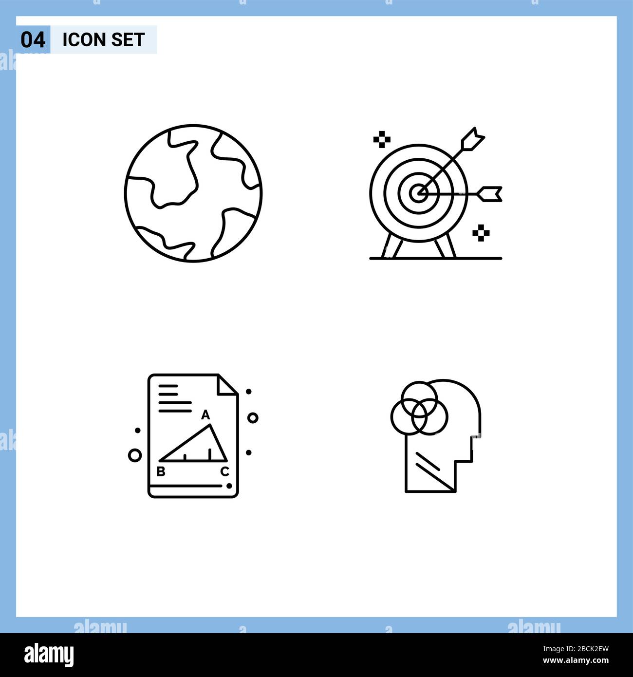 4 Universal Line Signs Symbols of earth, objective, geography, arrow ...