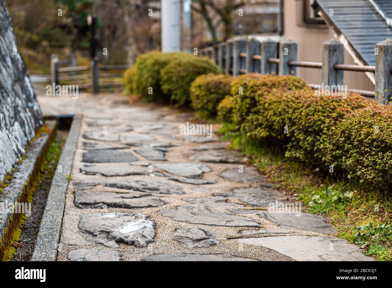 Stone paved path in Takayama, Japan at Higashiyama walking course in ...