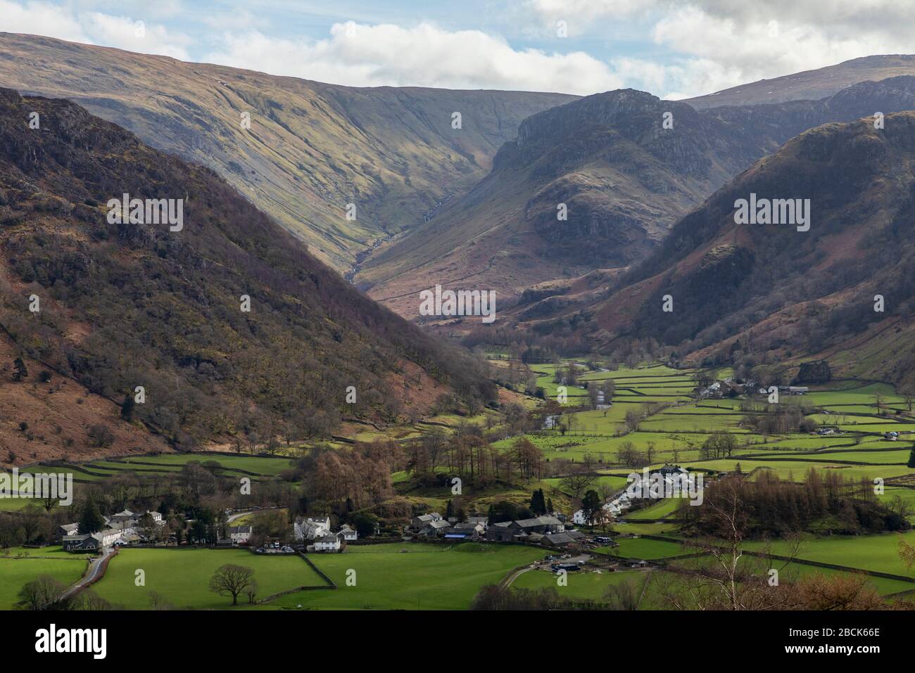 Rosthwaite and the Borrowdale valley looking towards Stonethwaite Fell ...