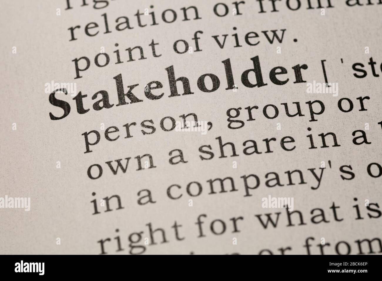 Fake Dictionary, Dictionary definition of word stakeholder Stock Photo ...