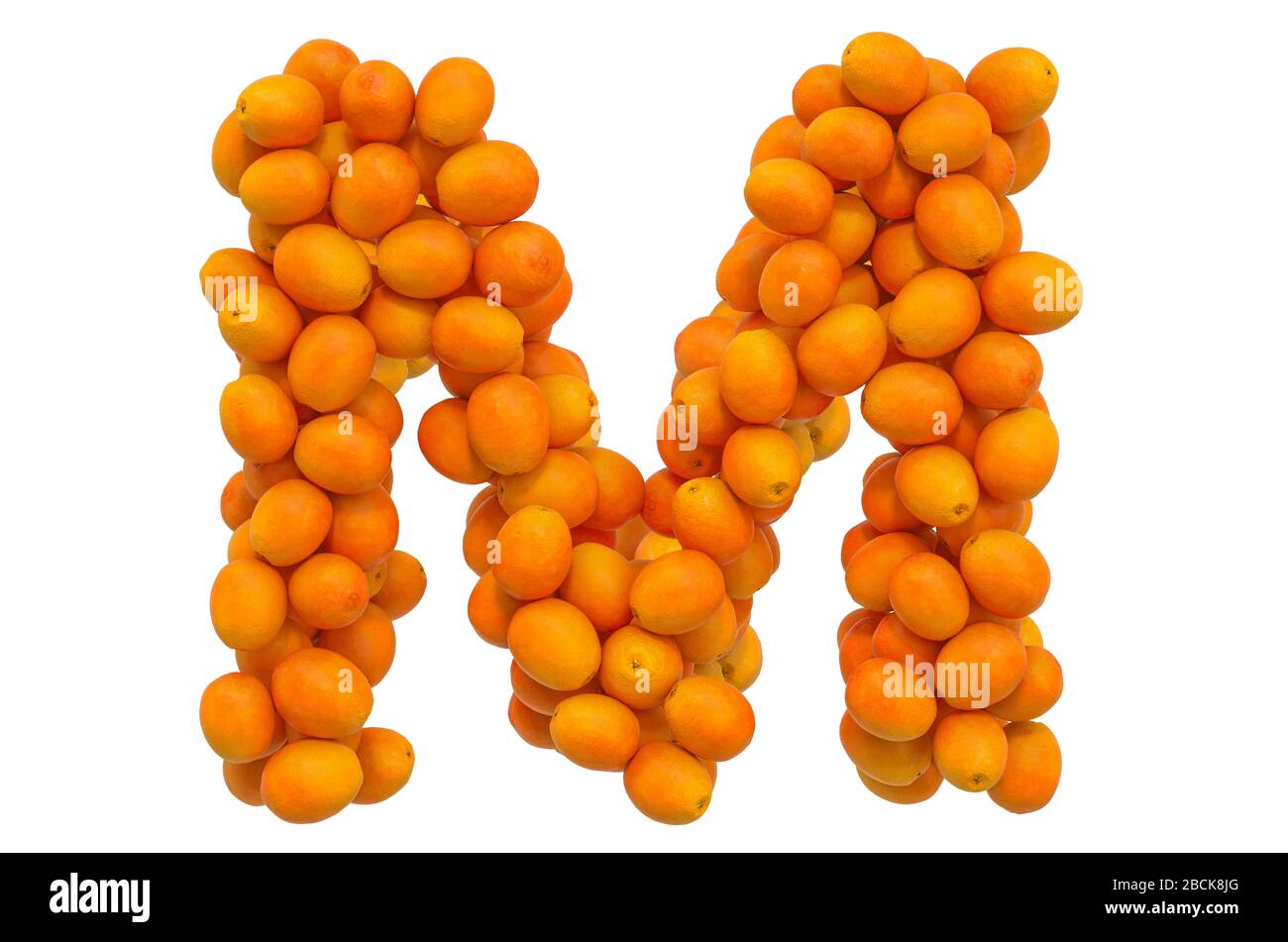 Letter M from oranges, 3D rendering isolated on white background Stock ...