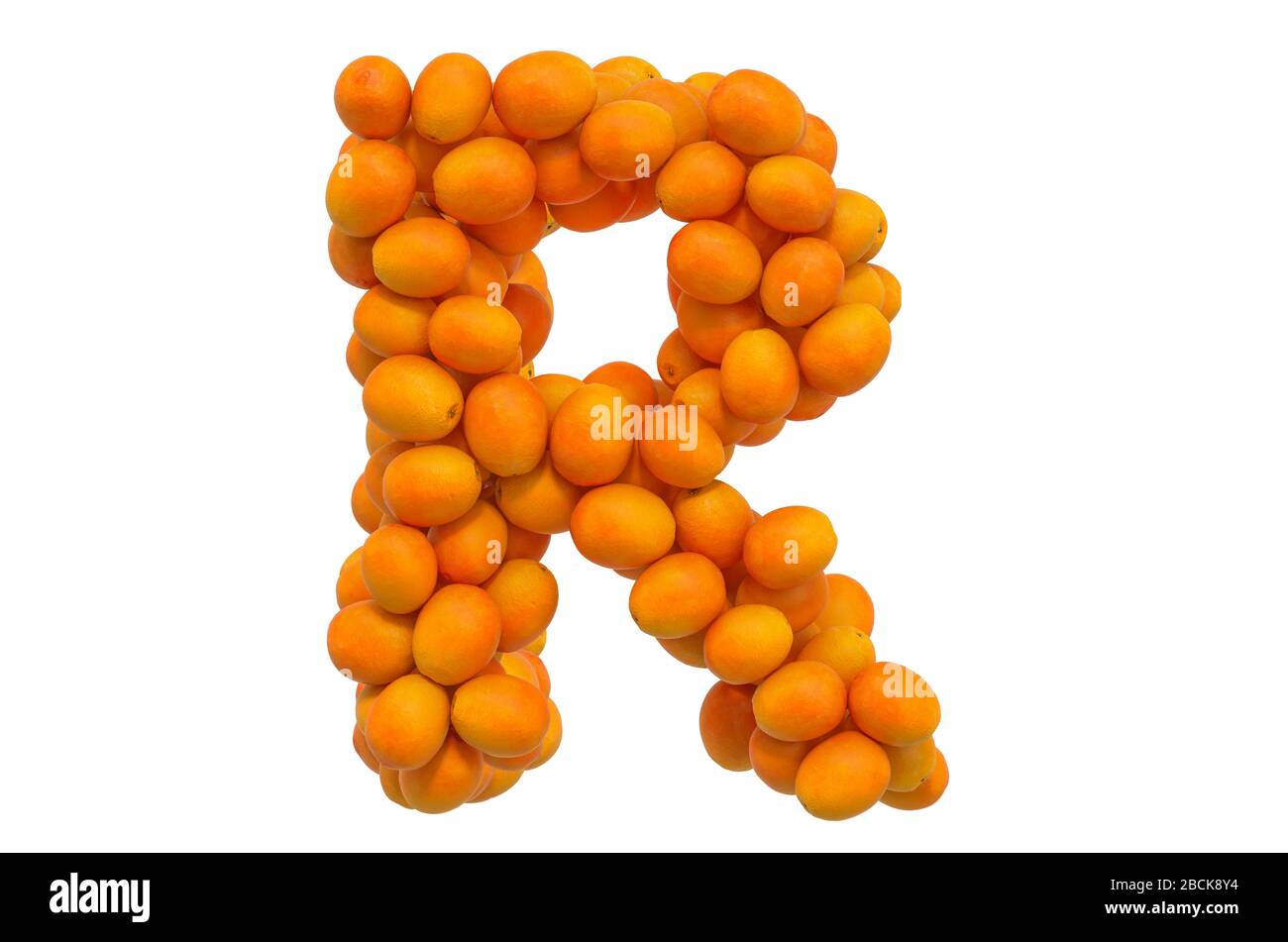 Letter R from oranges, 3D rendering isolated on white background Stock ...