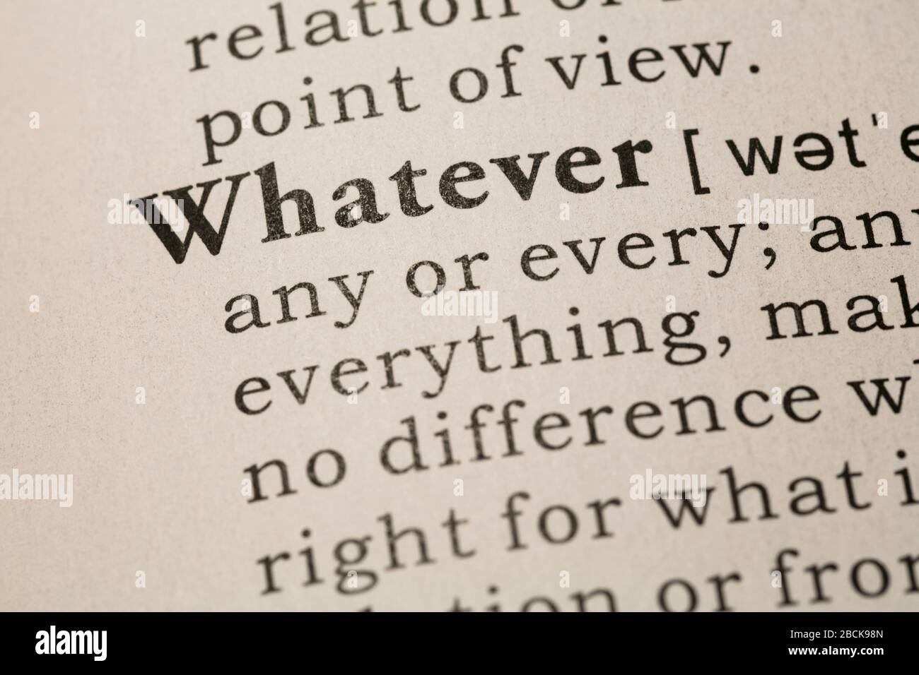 Fake Dictionary, Dictionary definition of word whatever Stock Photo - Alamy