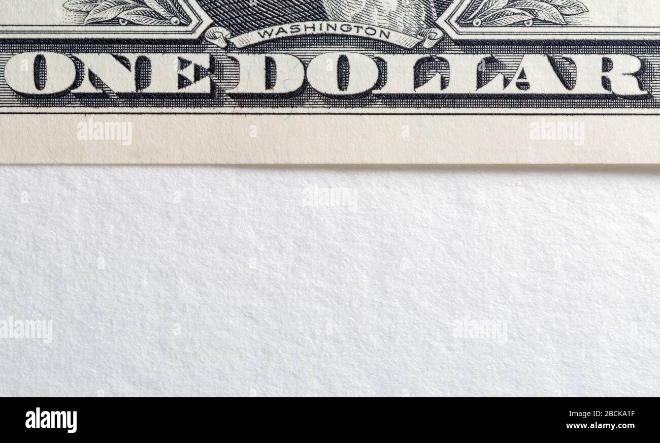 US one dollar bill macro sign with copy space, front side Stock Photo ...