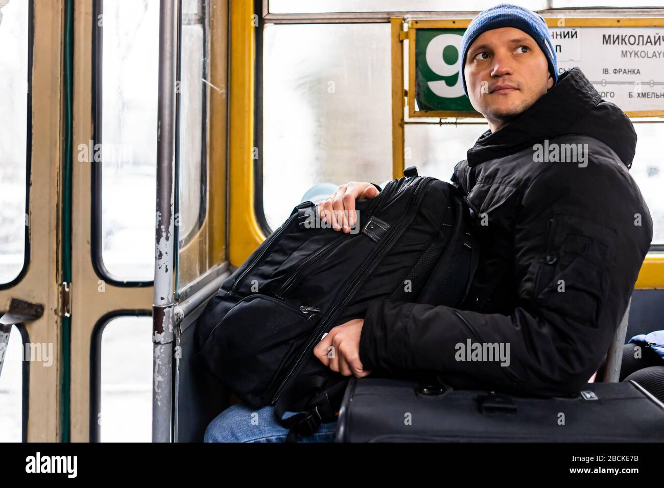 Trolley bus door inside hi-res stock photography and images - Alamy