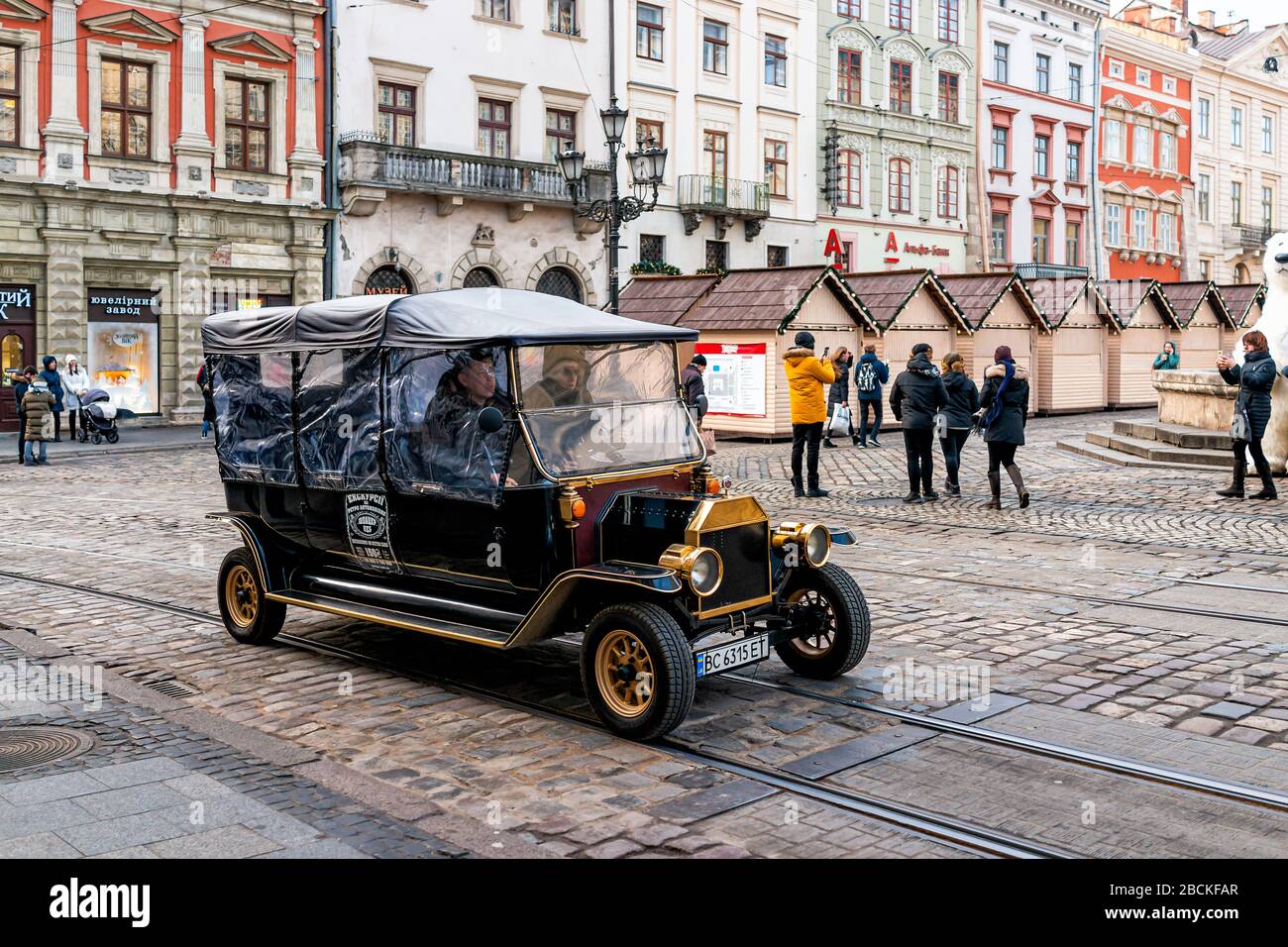 Lviv, Ukraine - January 21, 2020: Trolley tram tracks in historic ...