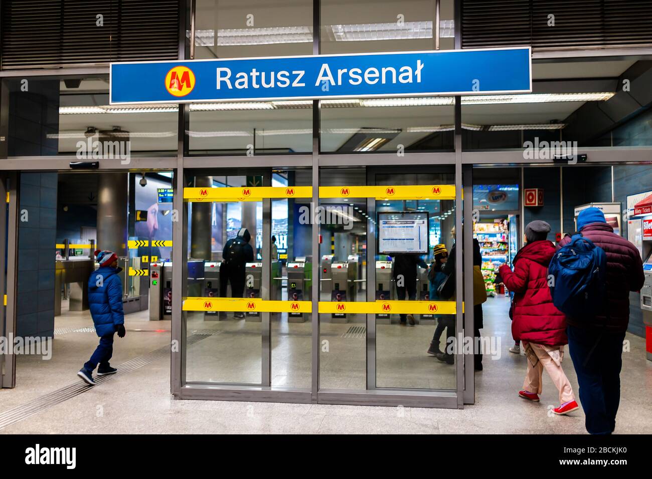 Warsaw, Poland - December 25, 2019: Architecture of train metro subway ...