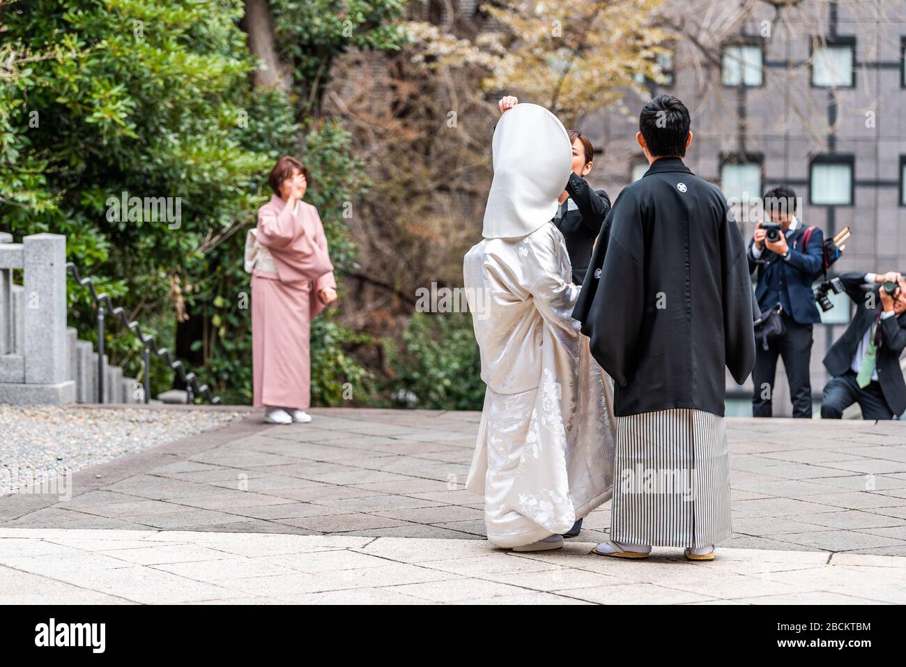 Tokyo, Japan - March 30, 2019: Hie shrine with shinto wedding man and ...
