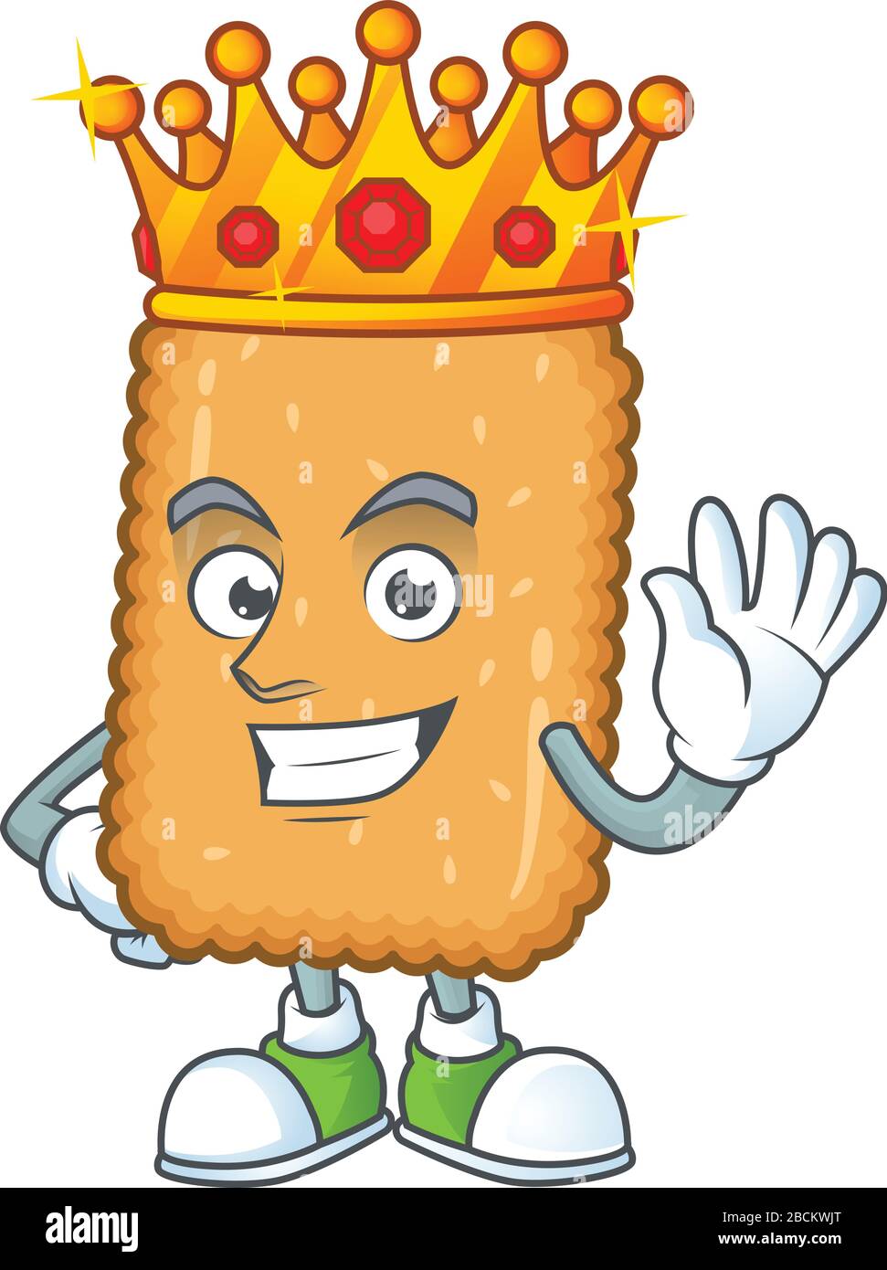 The Charismatic King of biscuit cartoon character design wearing gold ...
