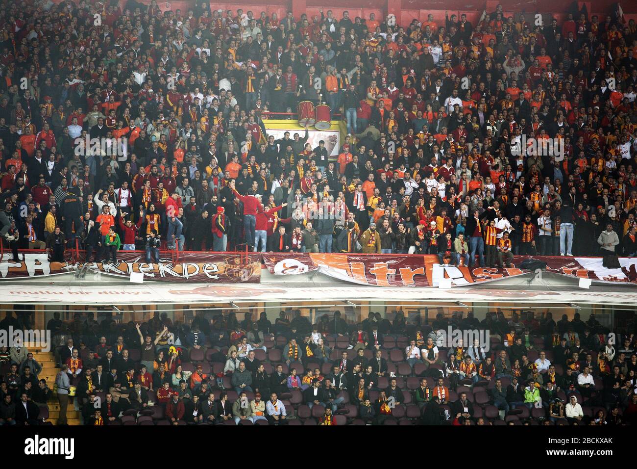 ISTANBUL, TURKEY - MARCH 6: Galatasaray fans make a show before the ...