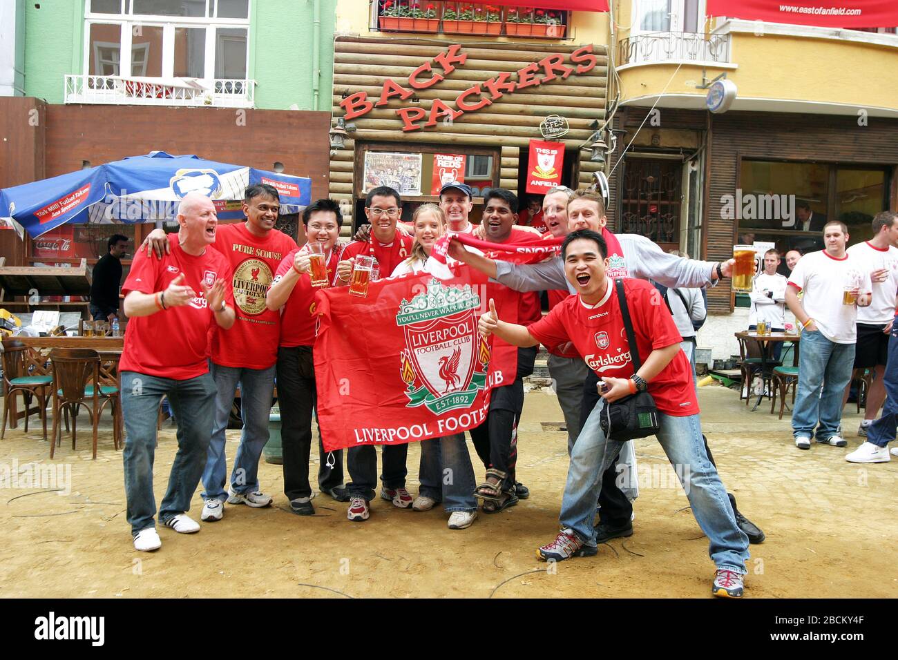 ISTANBUL, TURKEY - MAY 24: Liverpool fans having fun before Champions ...