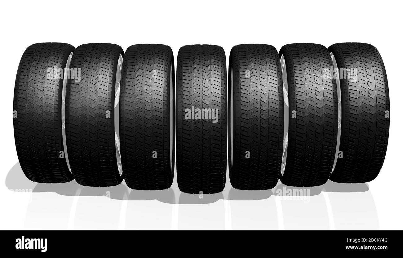3D car tires - illustration Stock Photo - Alamy