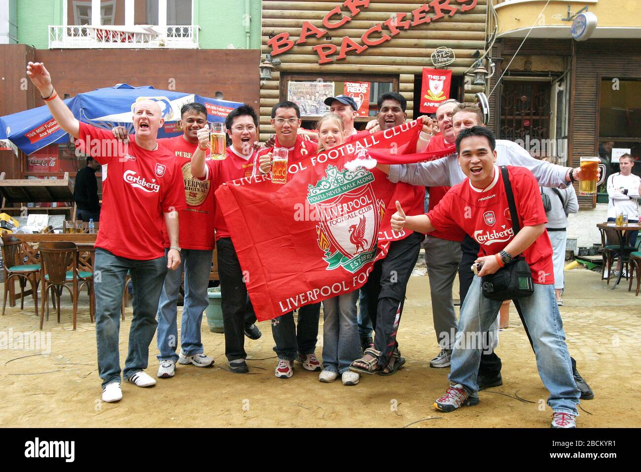 ISTANBUL, TURKEY - MAY 24: Liverpool fans having fun before Champions ...