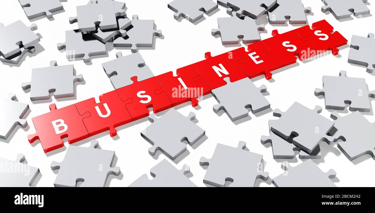 Business - jigsaw puzzles concept - 3D illustration Stock Photo - Alamy