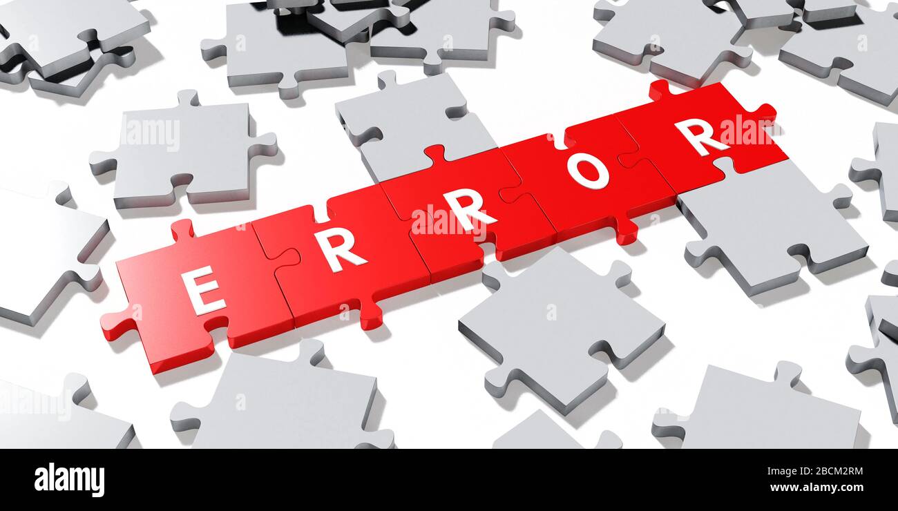 Error - jigsaw puzzles concept - 3D illustration Stock Photo - Alamy