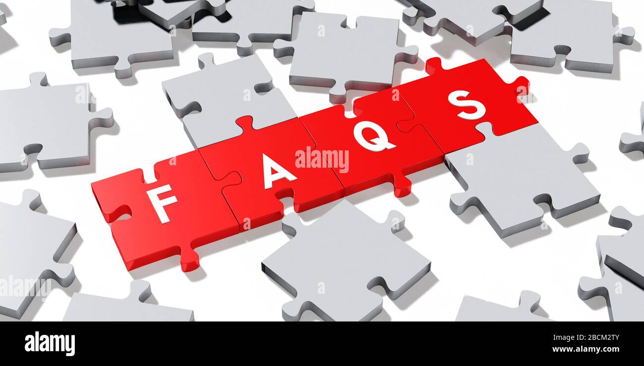 Faqs - jigsaw puzzles concept - 3D illustration Stock Photo - Alamy