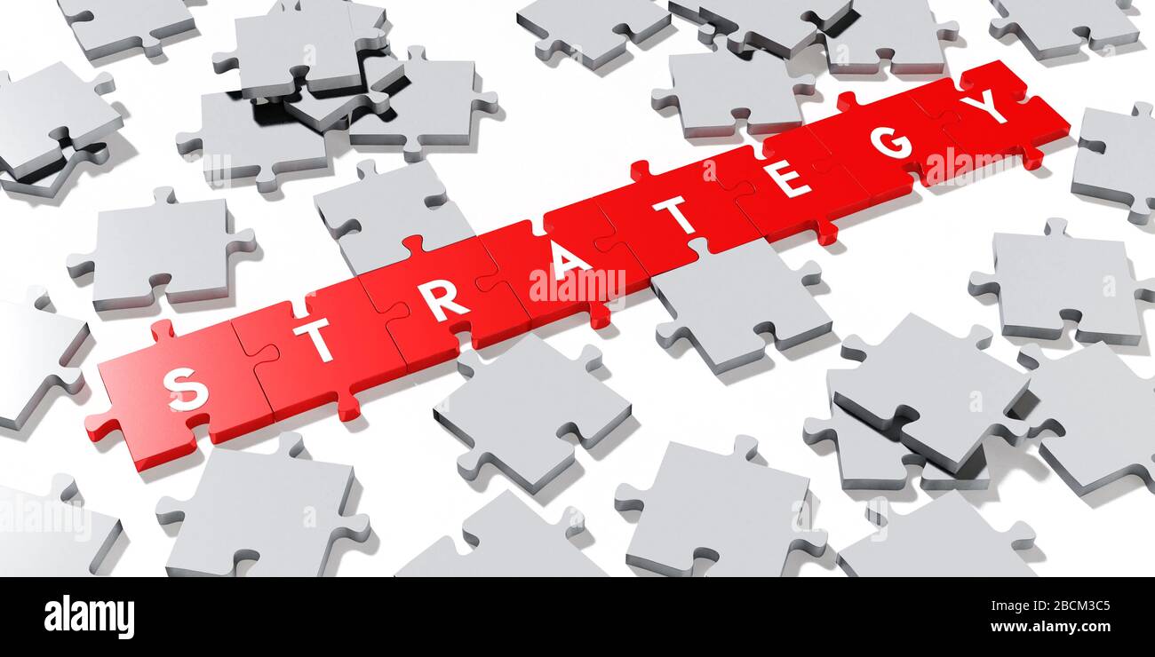 Strategy - jigsaw puzzles concept - 3D illustration Stock Photo - Alamy