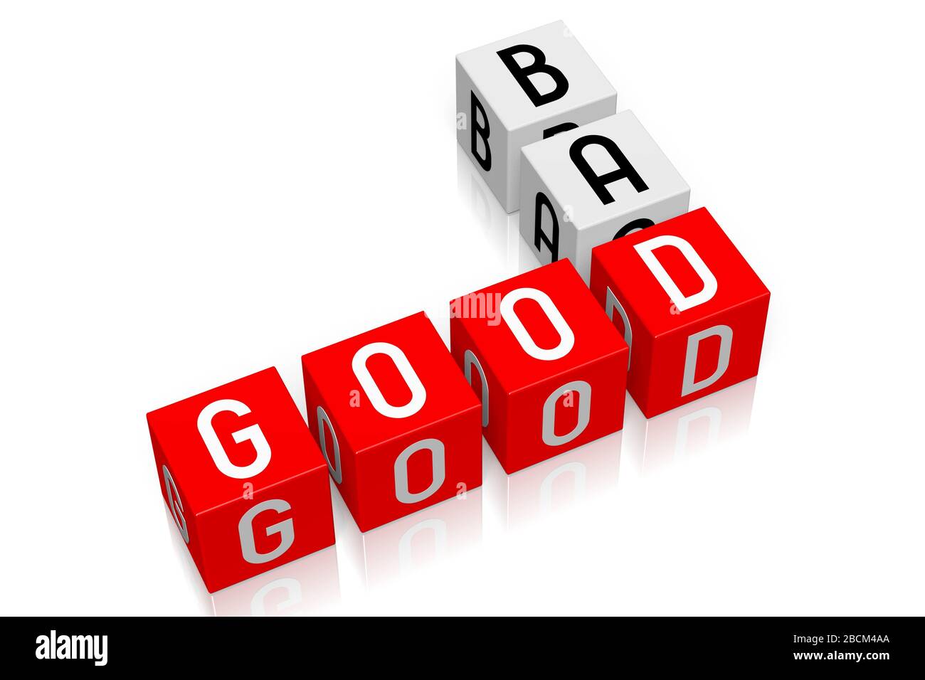 3D cubes concept - good and bad Stock Photo - Alamy
