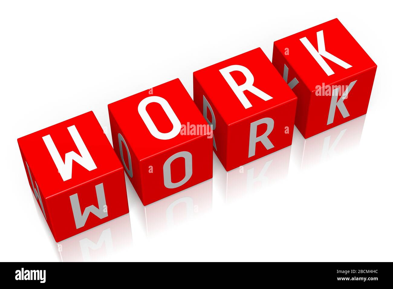 Work - 3D cube word Stock Photo - Alamy