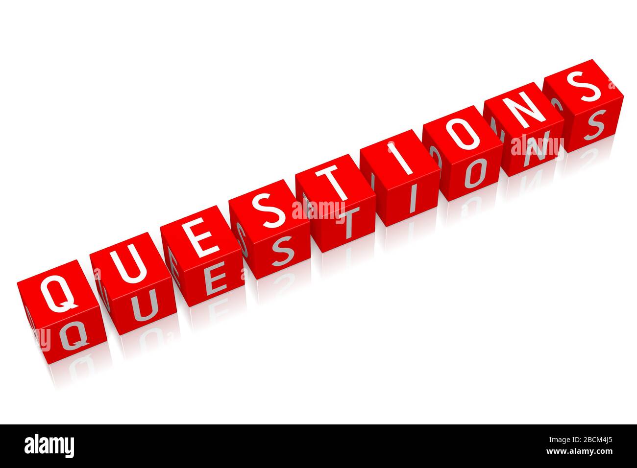 Questions - 3D cube word Stock Photo - Alamy