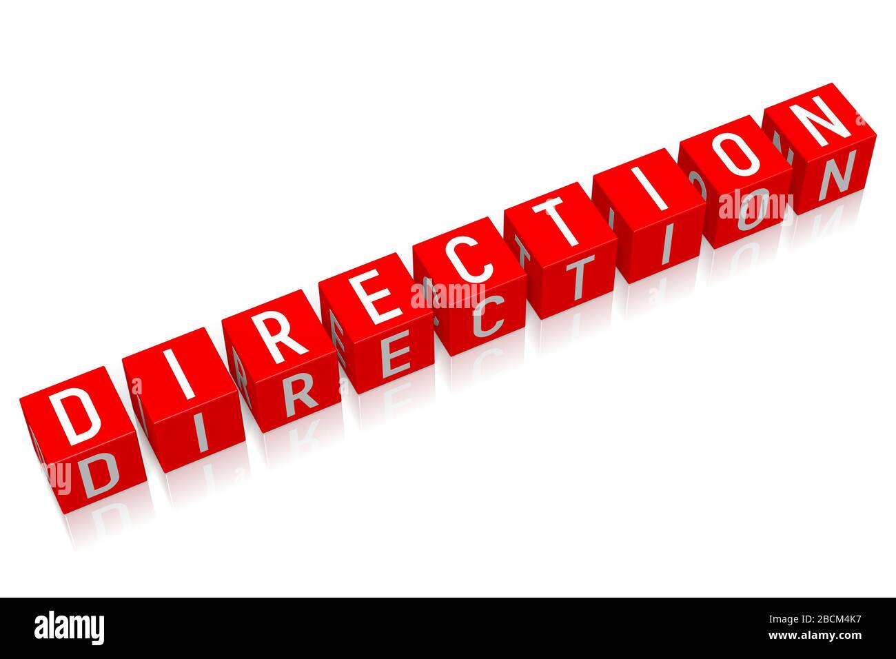 Direction - 3D cube word Stock Photo - Alamy