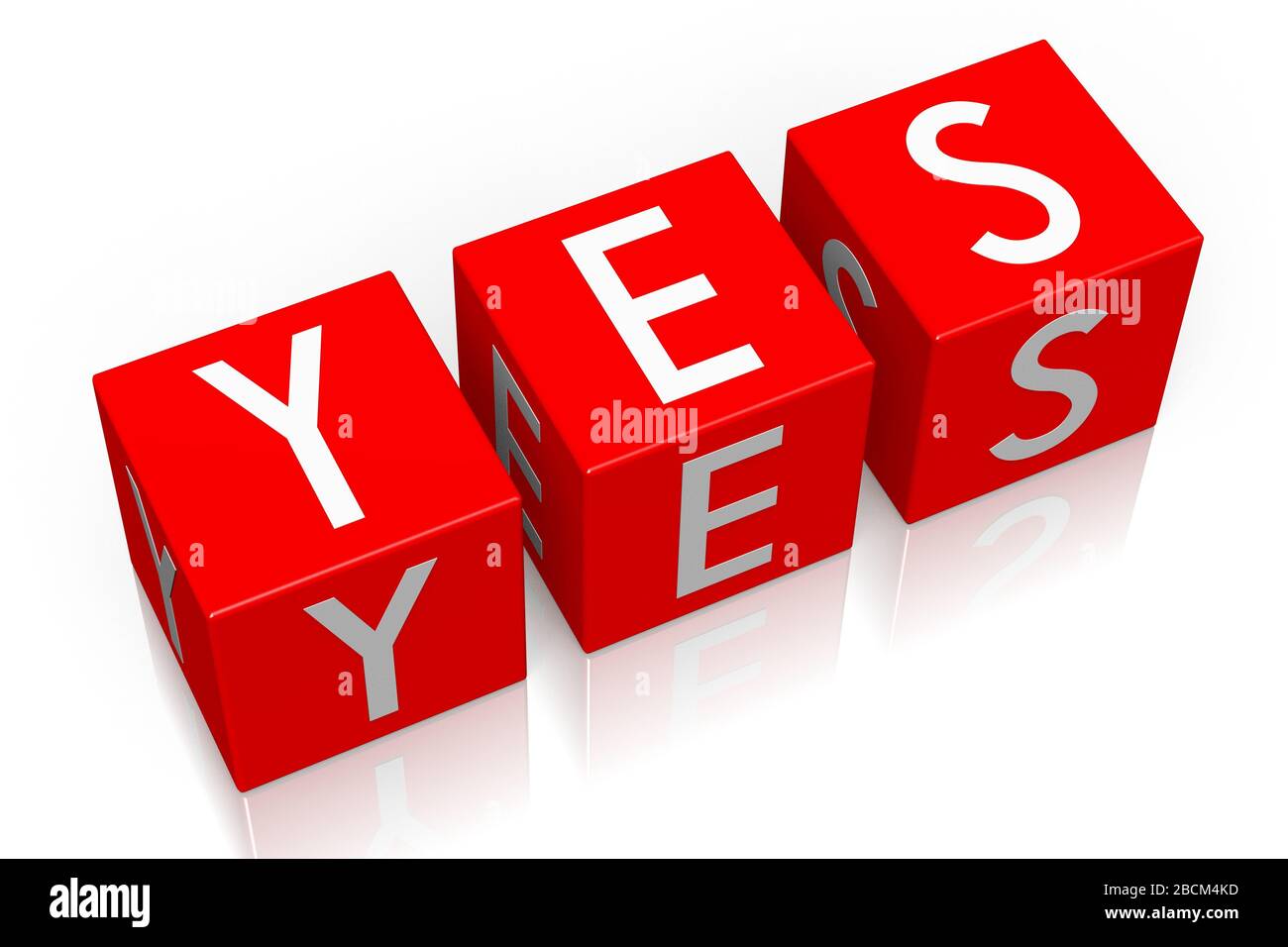 Yes - 3D cube word Stock Photo - Alamy