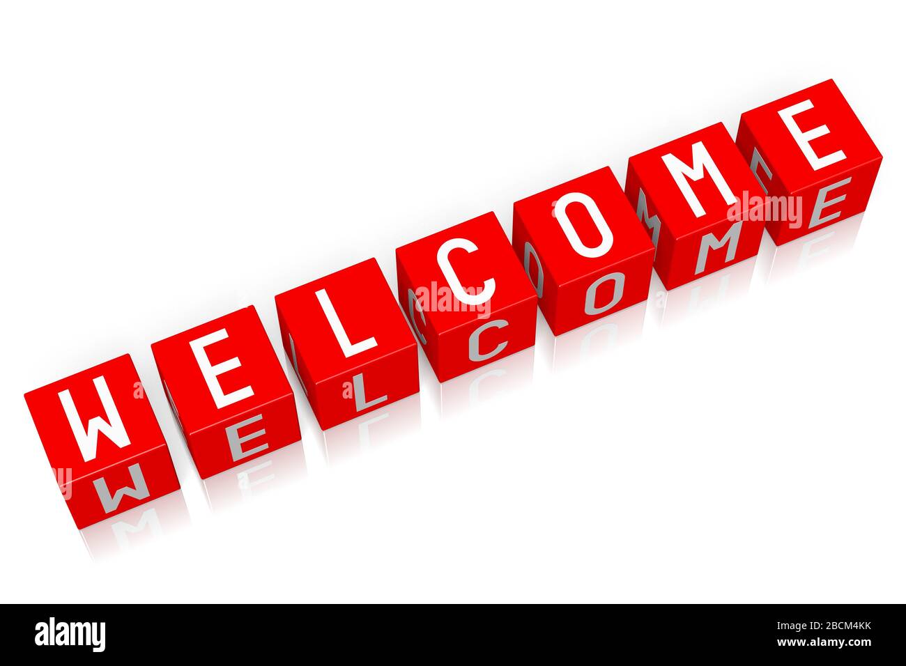Welcome - 3D cube word Stock Photo - Alamy