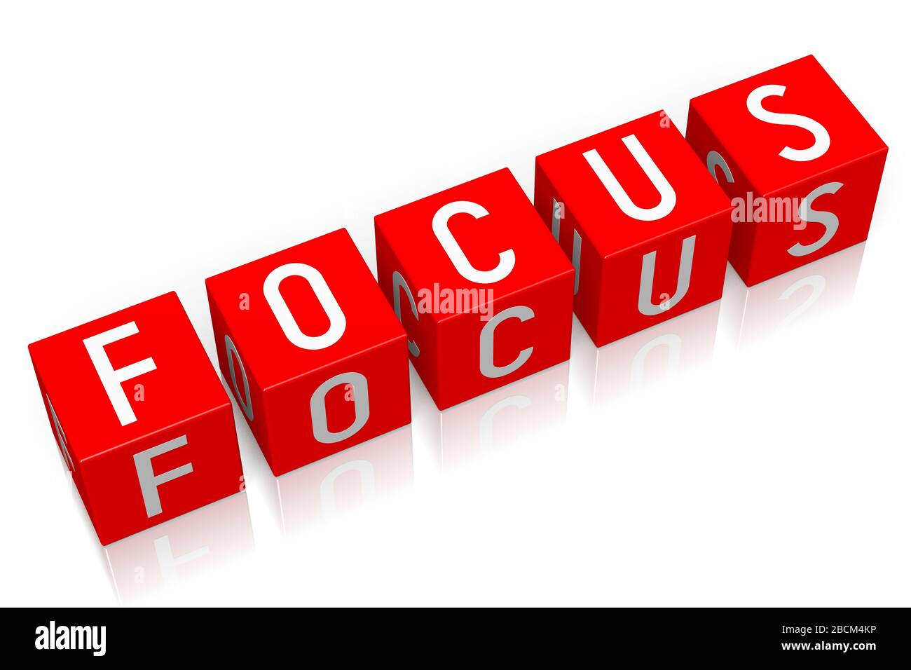 Focus - 3D cube word Stock Photo - Alamy
