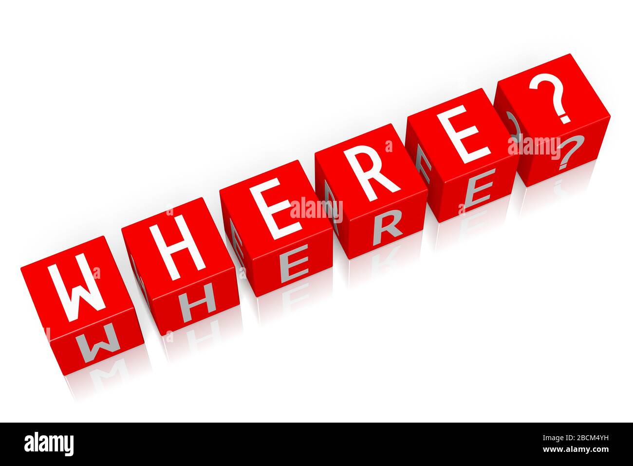 Where - 3D cube word Stock Photo - Alamy
