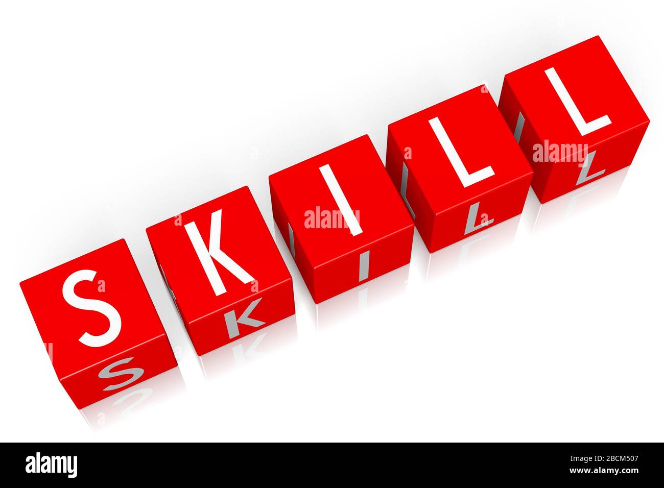 Skill - 3D cube word Stock Photo - Alamy