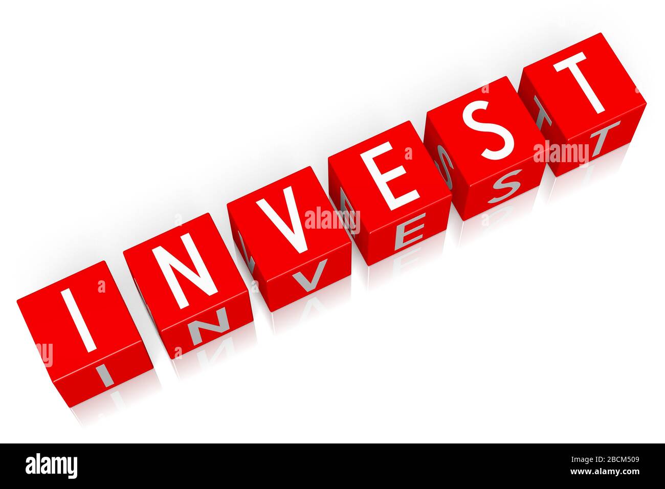 Invest - 3D cube word Stock Photo - Alamy