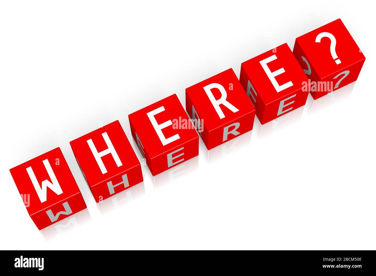 Where - 3D cube word Stock Photo - Alamy