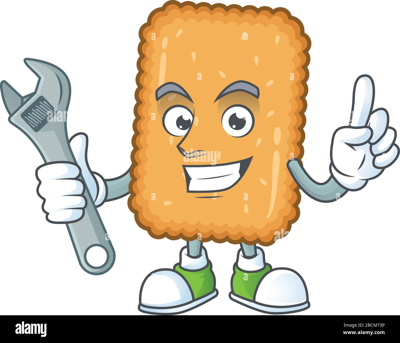 A mechanic biscuit mascot character fix a broken machine Stock Vector ...
