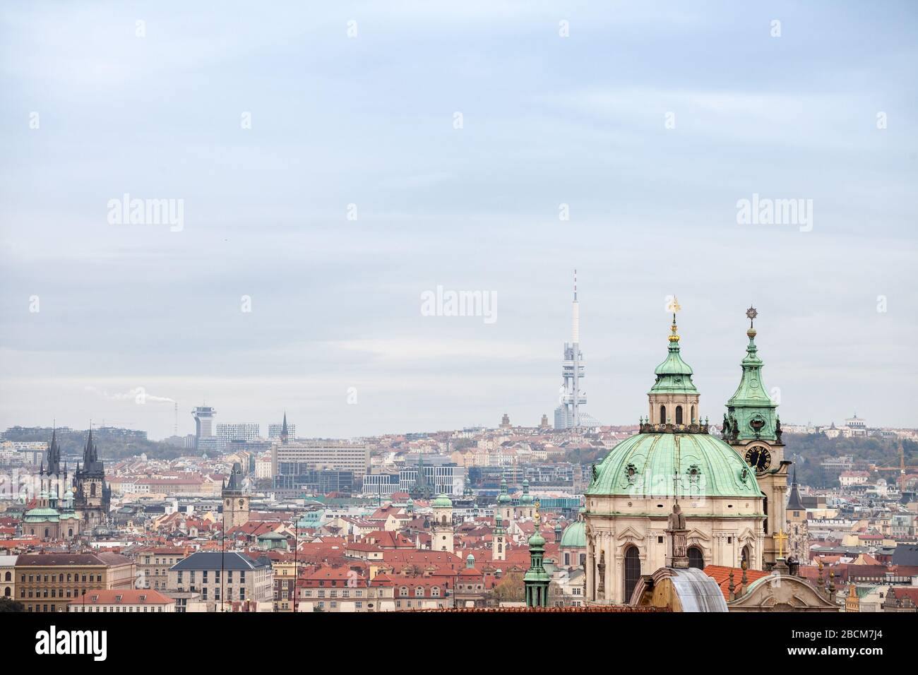 Panorama of Prague, Czech Republic, seen from above, during an autumn ...