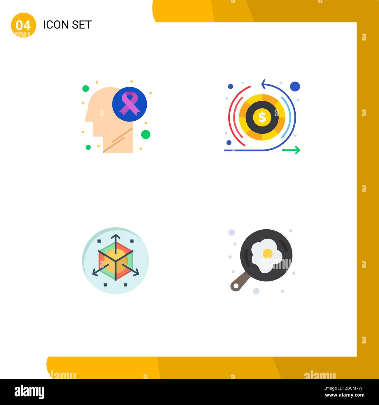 Flat Icon Pack of 4 Universal Symbols of brain disease, modification ...