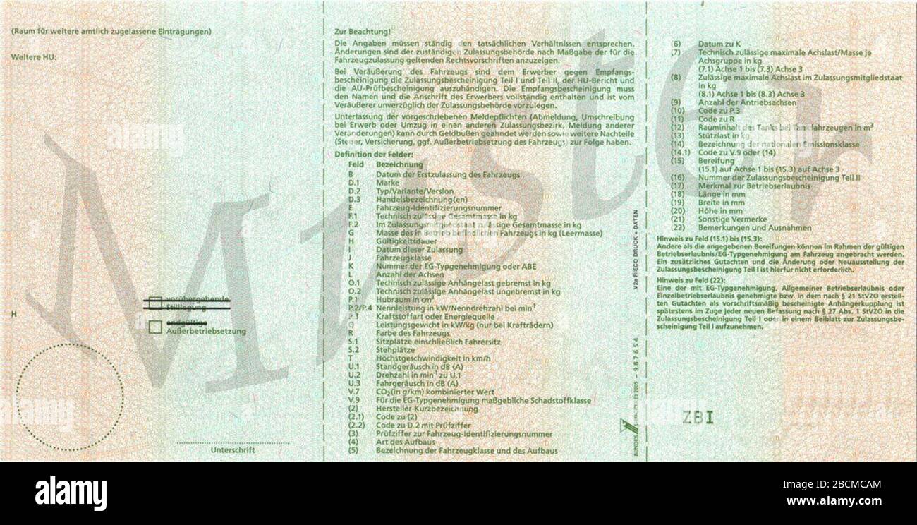 New German European Car Registration Document Form new-german-european-car-registration-document-form