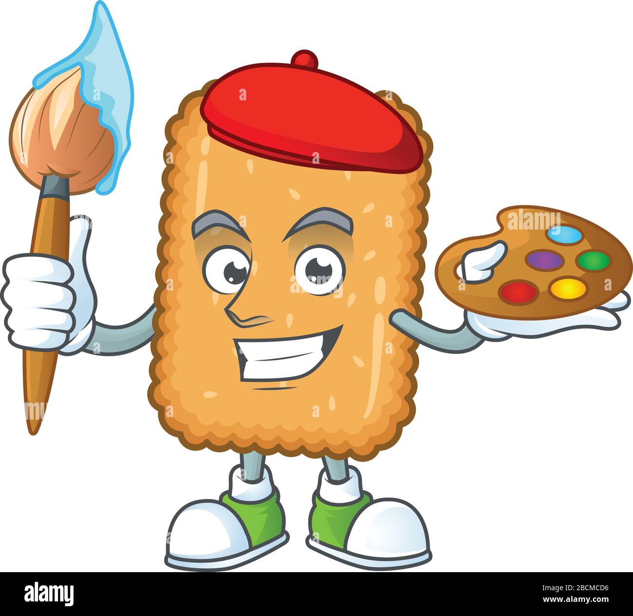 Artistic Artist of biscuit cartoon character painting with a brush ...