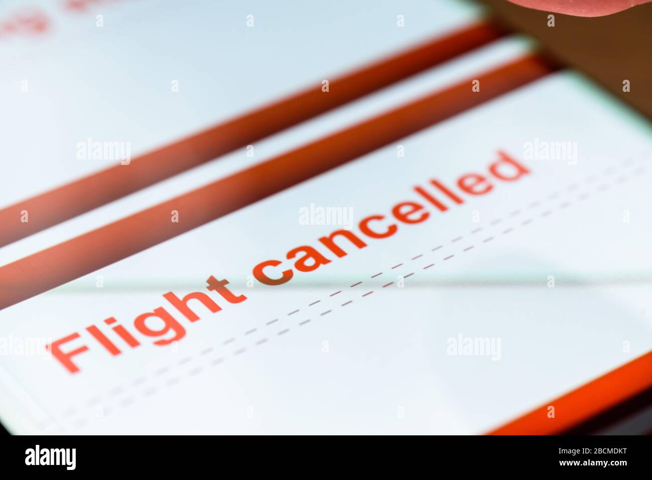 flight cancelled text on smart phone screen Stock Photo - Alamy